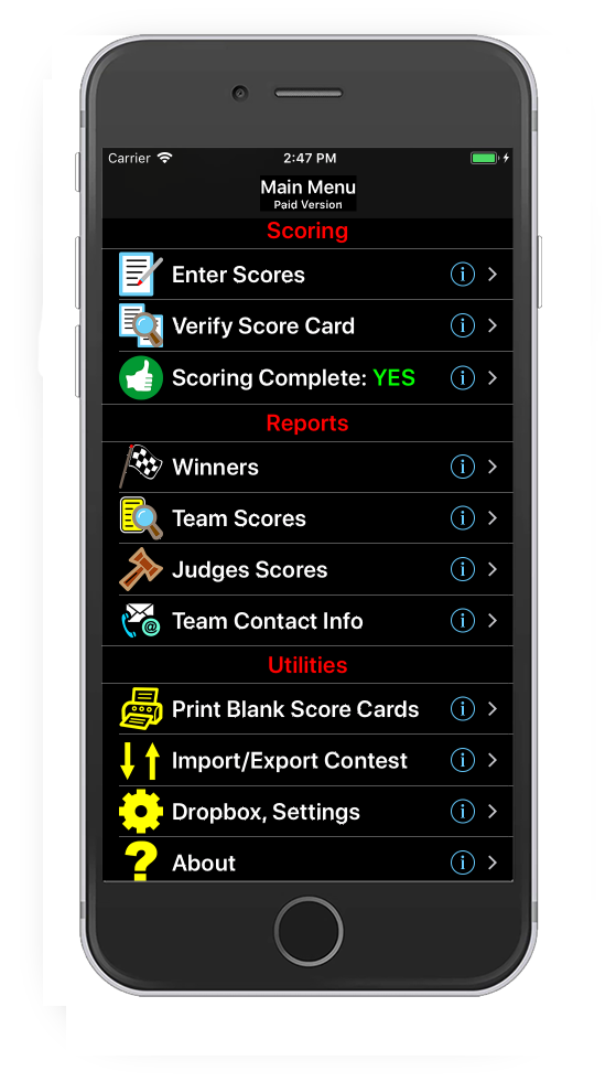 iPhone screens BBQ Sheriff contest scoring system. Barbecue Judging ...