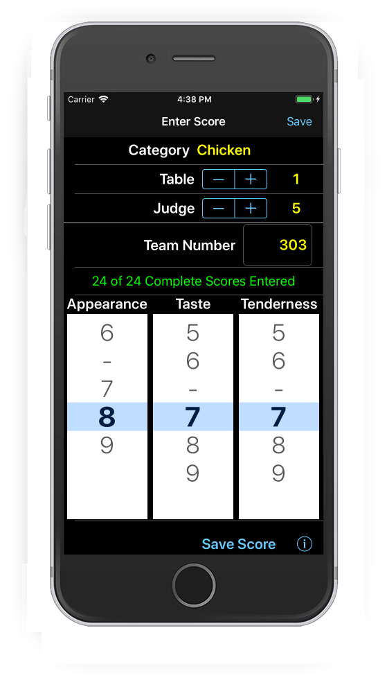 iPhone screens BBQ Sheriff contest scoring system. Barbecue Judging ...